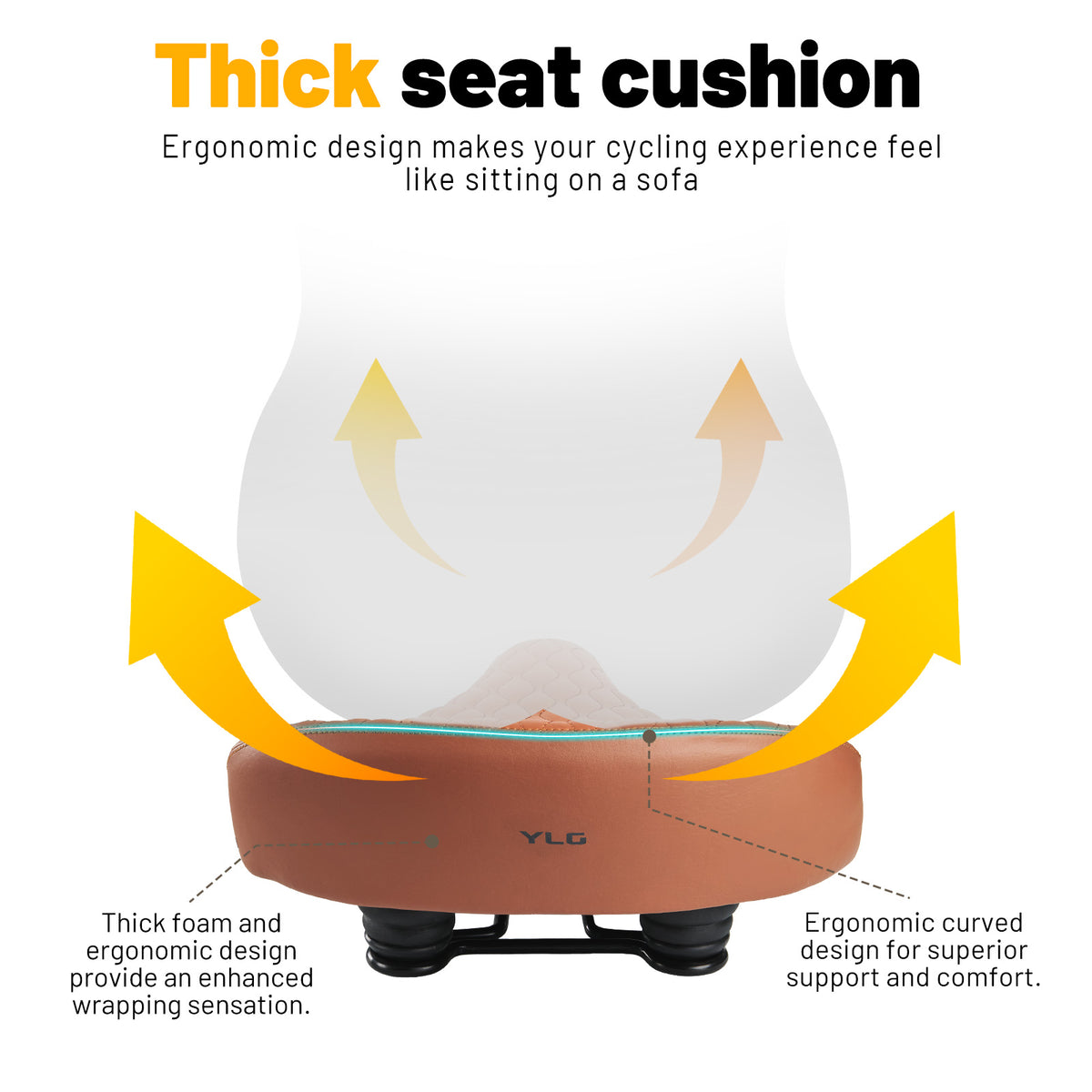 YS 10, YLG Brown Bicycle Seat Cushion – YLGBike